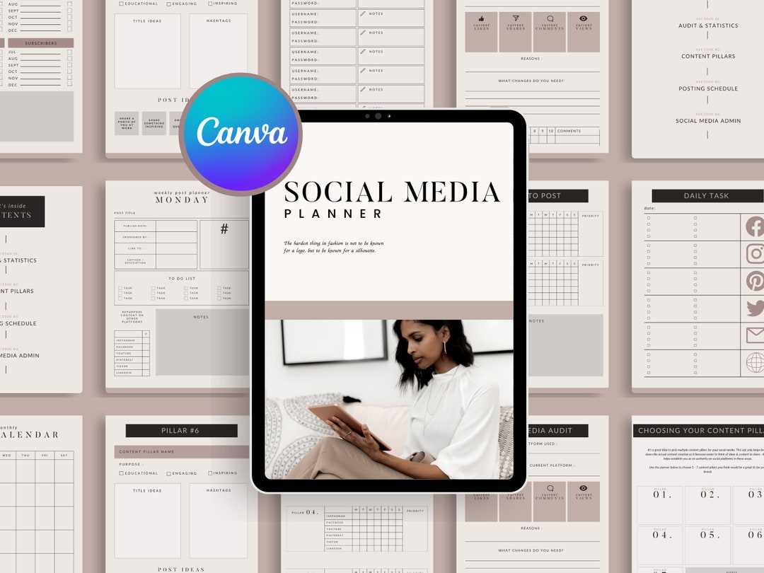 Social Media Planner Template | Canva Content Planner | Content Planner ...
