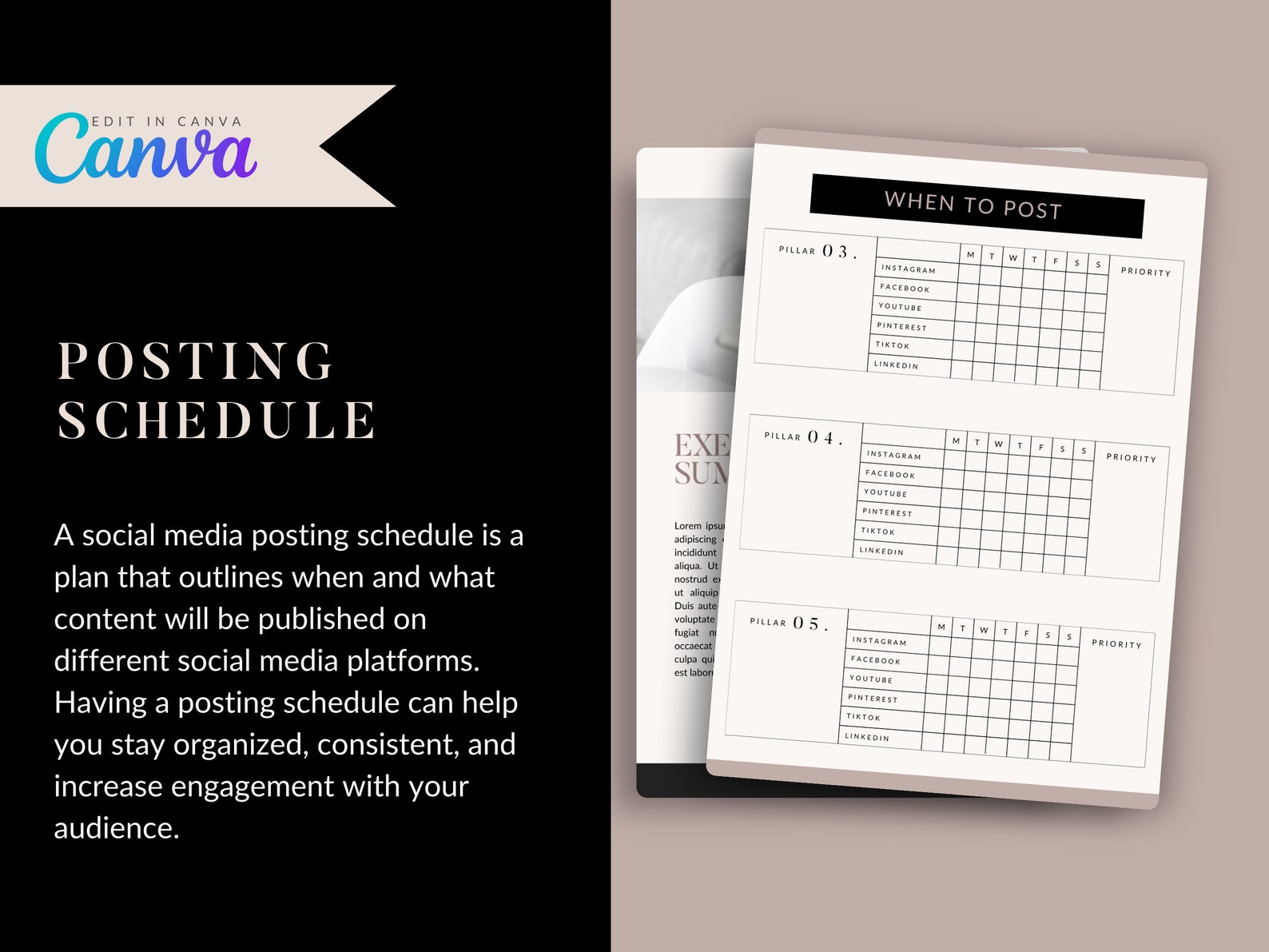 Social Media Planner Template | Canva Content Planner | Content Planner ...