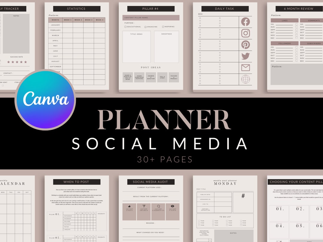 Social Media Planner Template | Canva Content Planner | Content Planner ...