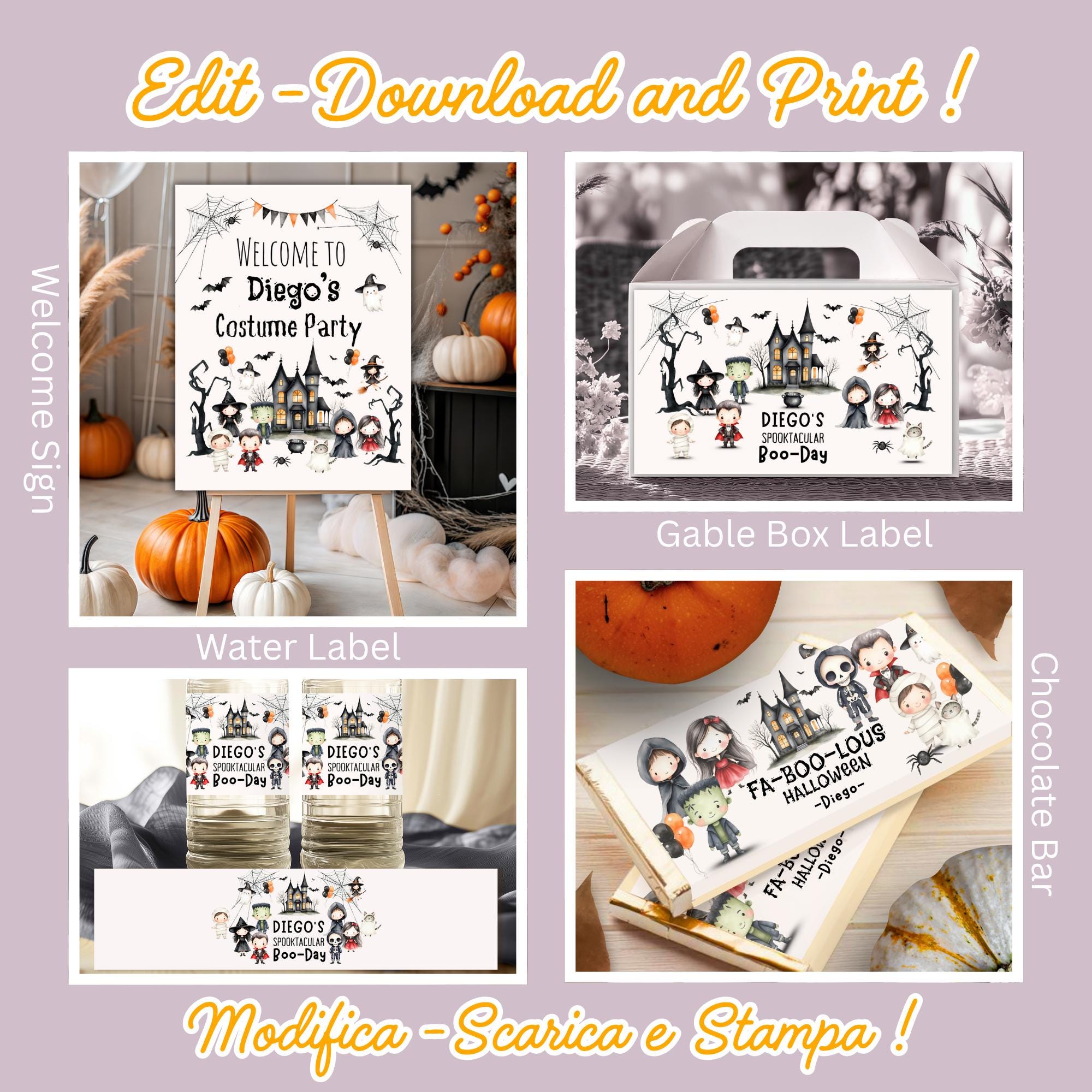 Editable Halloween Birthday Party Bundle – Printable Halloween Costume ...