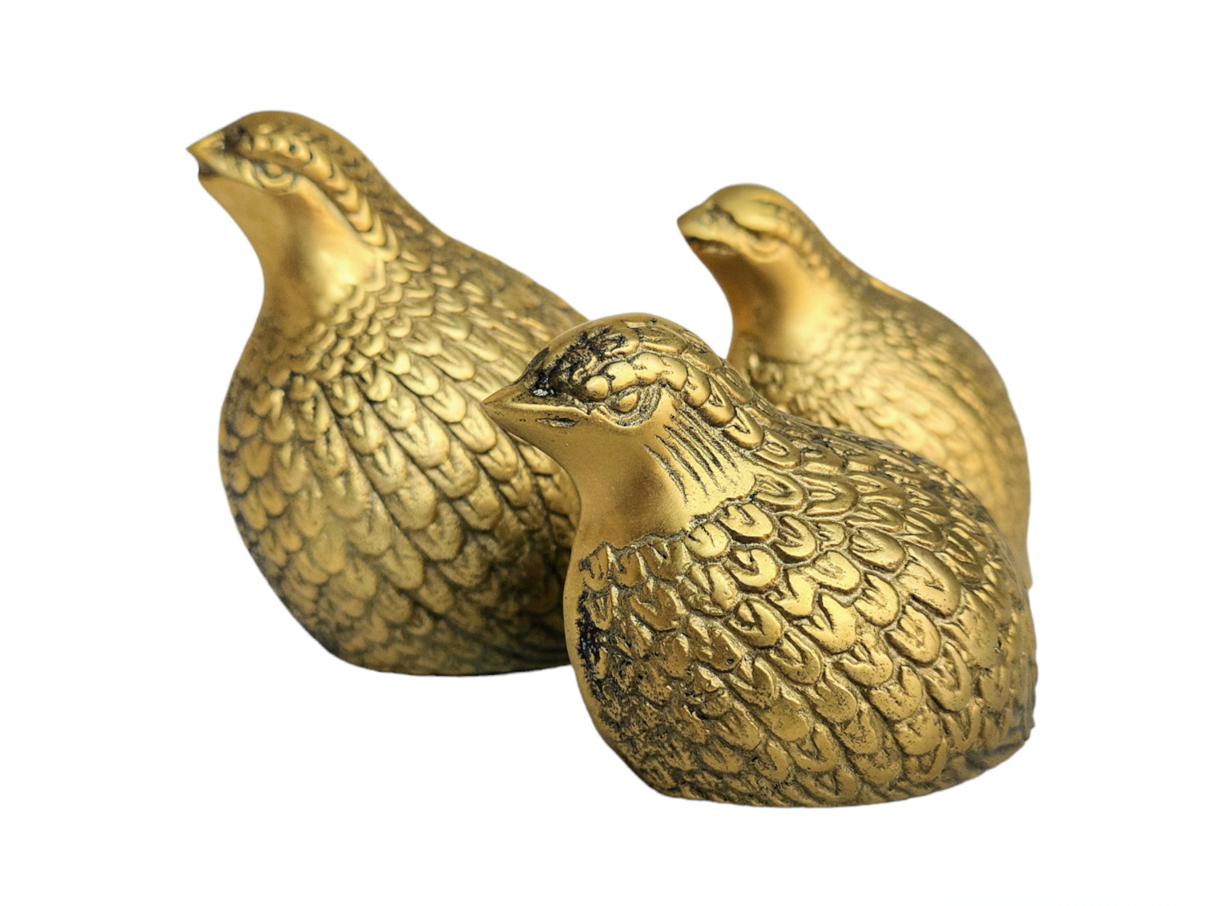 Solid Brass Quail Set: Retro Chic Home Decor Pieces - Etsy