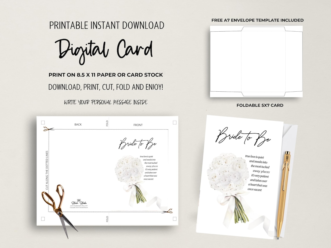 Bride to Be Poetry Card, Printable Poem, Wedding Day Gift, Short Poem ...