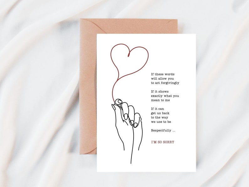 Forgiveness Poem Card, Heartfelt Apology Card, I’m Sorry Gift ...