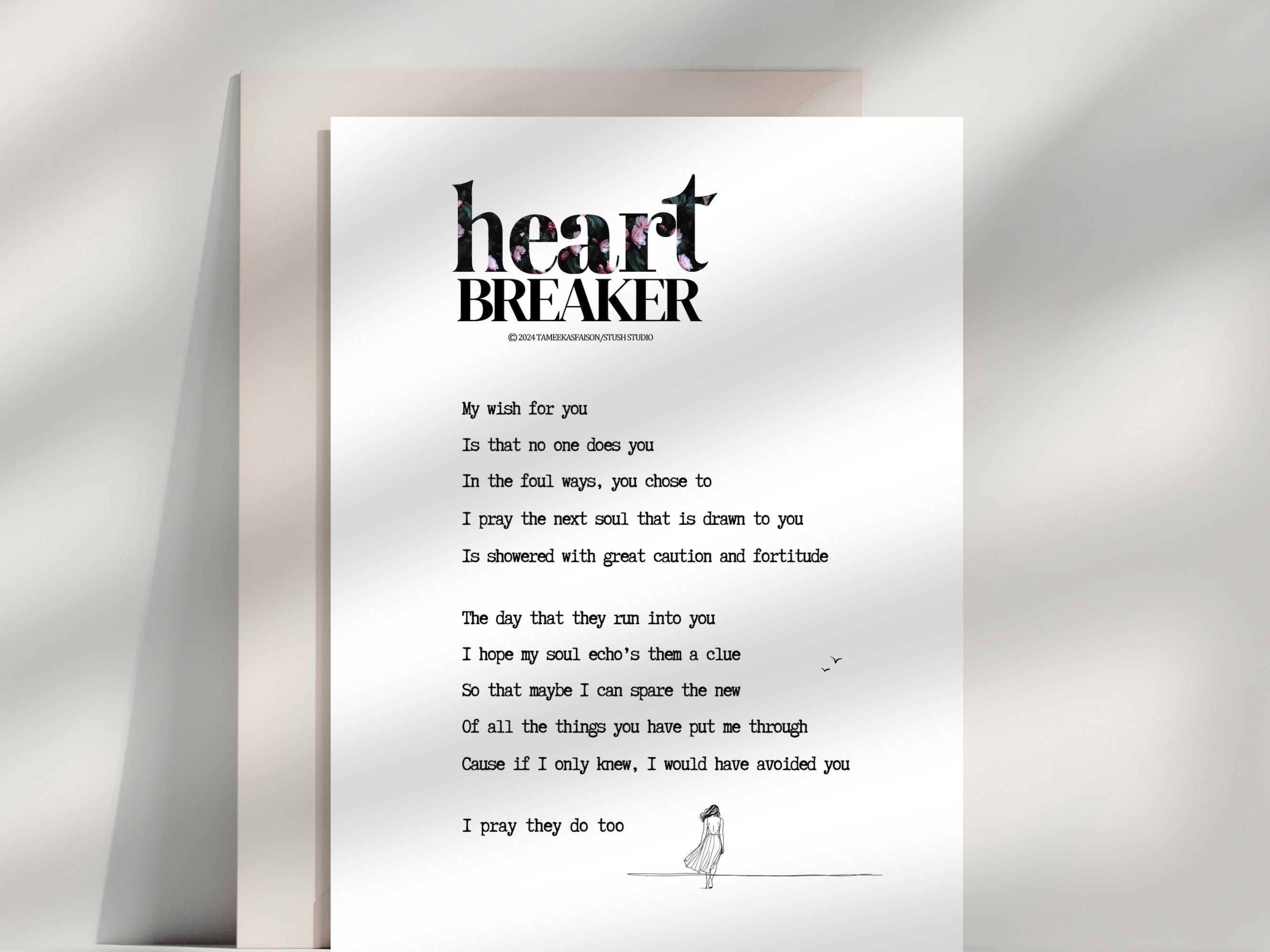 Heartbreak Poem, Divorce, Printable Poetry, Poetry Love Card, Printable ...