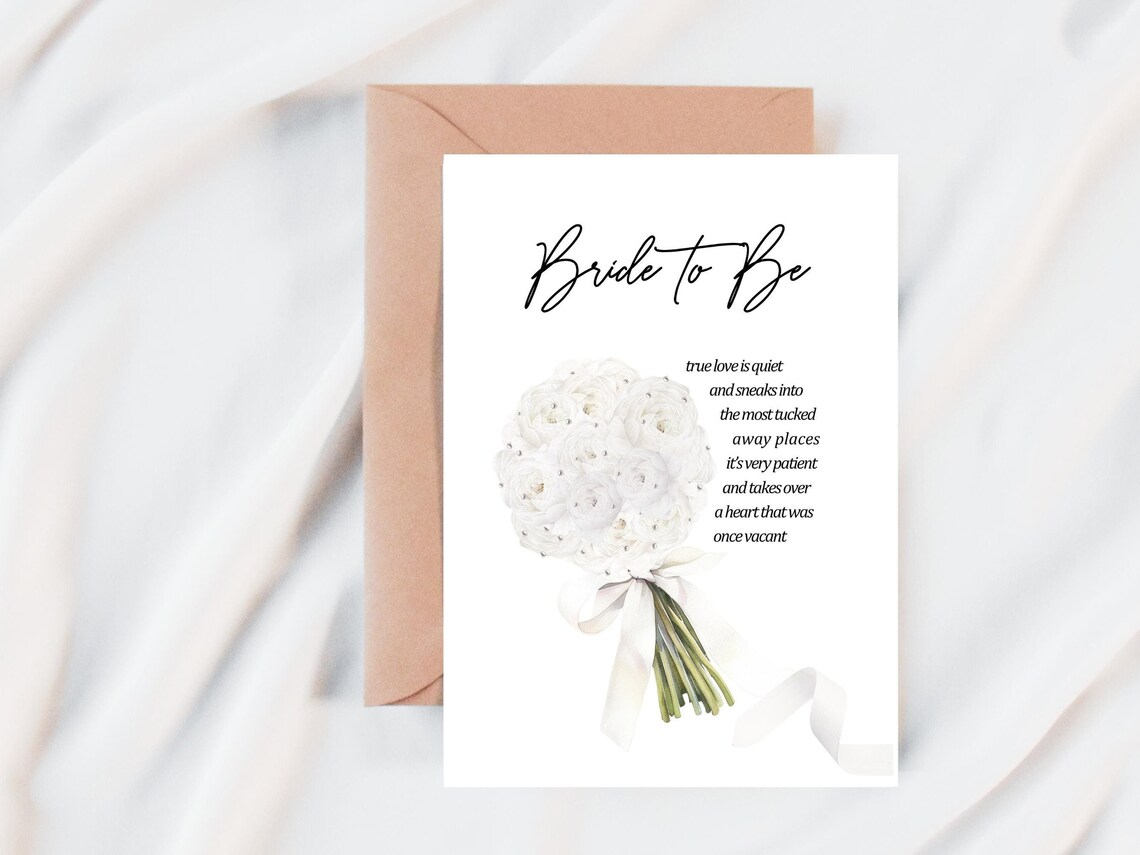 Bride to Be Poetry Card, Printable Poem, Wedding Day Gift, Short Poem ...