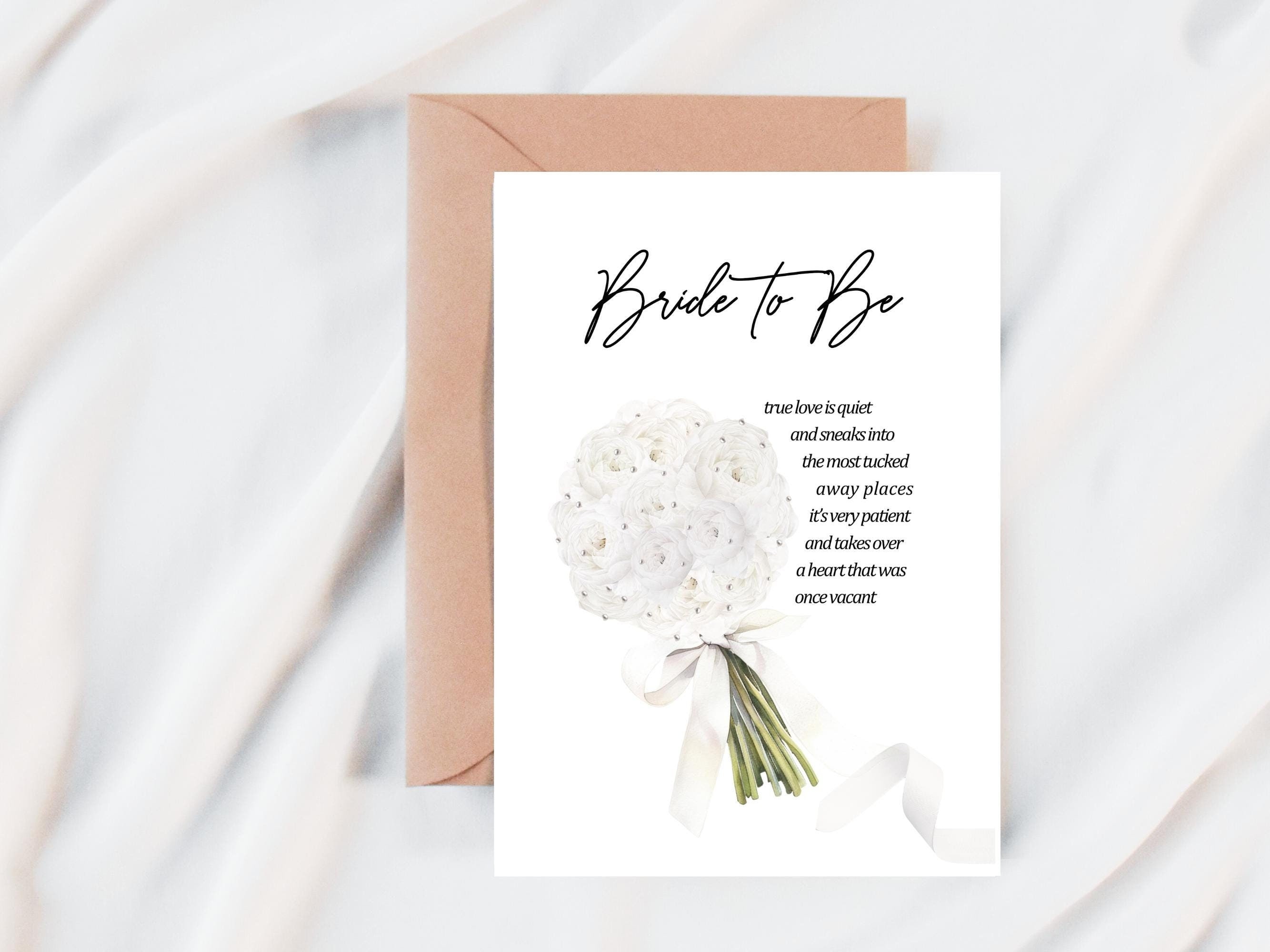 Bride to Be Poetry Card, Printable Poem, Wedding Day Gift, Short Poem ...