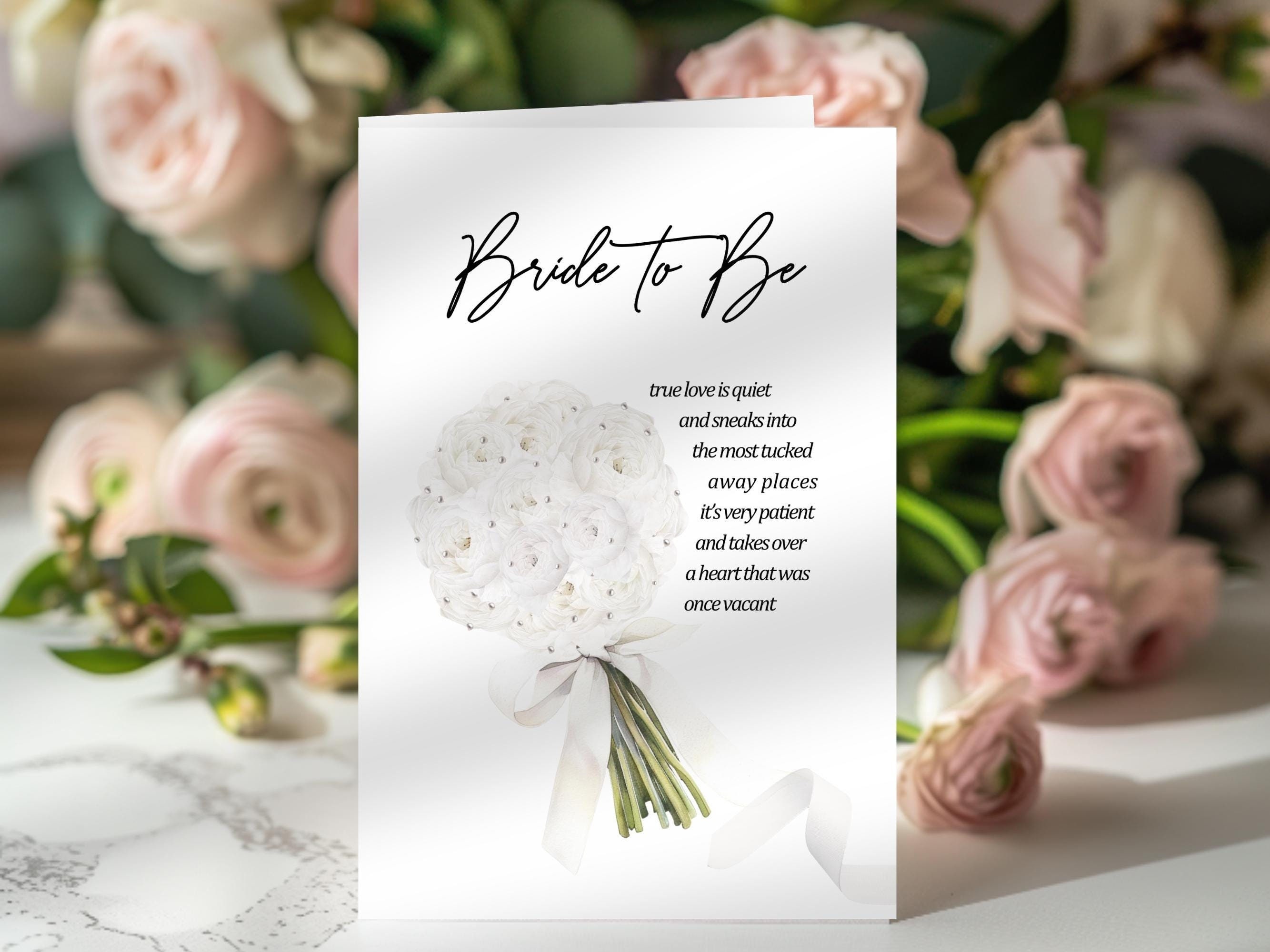 Bride to Be Poetry Card, Printable Poem, Wedding Day Gift, Short Poem ...