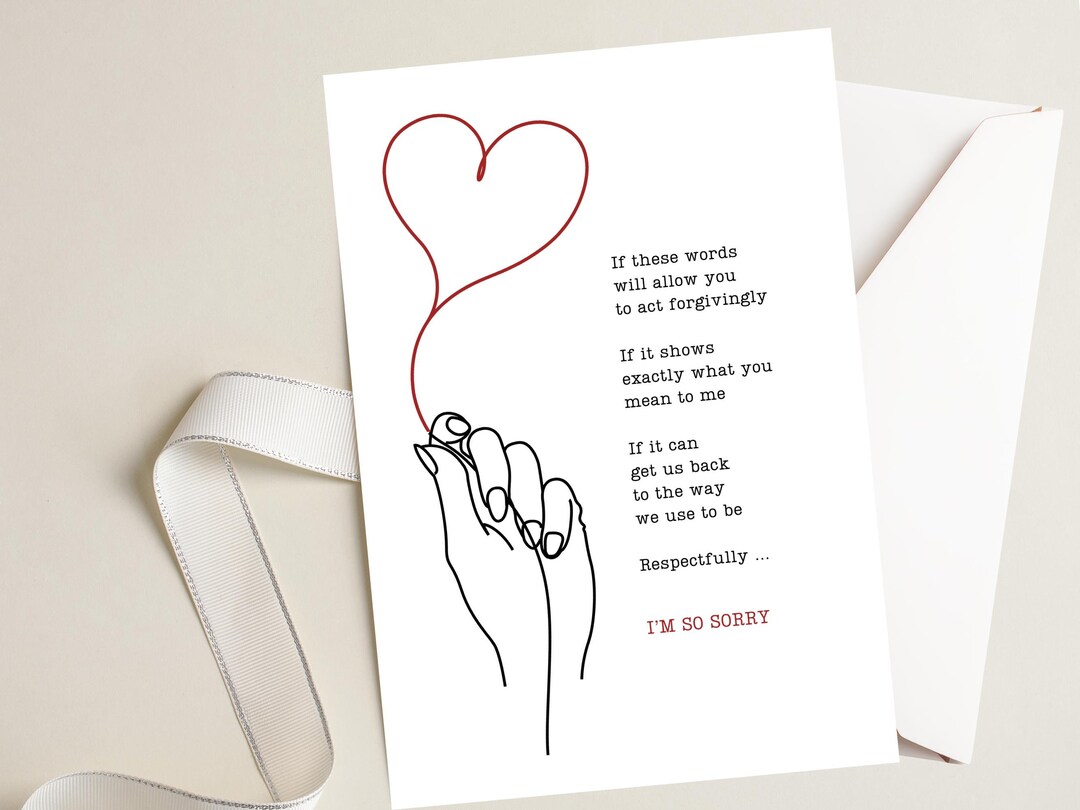 Forgiveness Poem Card, Heartfelt Apology Card, I’m Sorry Gift ...