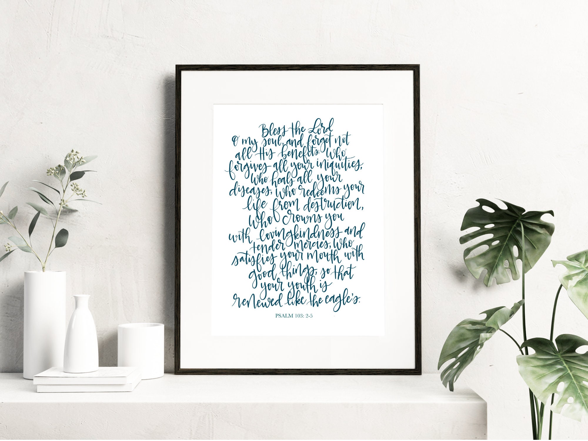 Psalm 103: 2-5 Wall Decor | Scripture Wall Art | Scripture Printable ...