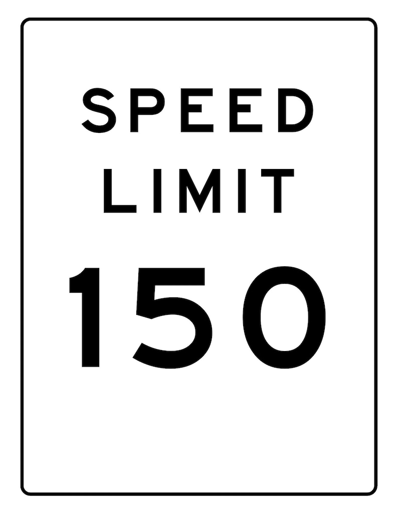 Printable Speed Limit Signs 101-200 / Digital Download - Etsy