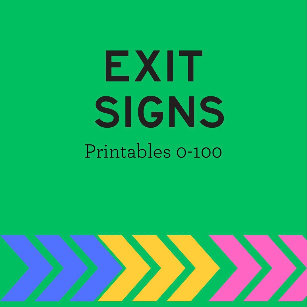 Printable Highway Exit Signs 0-100 / Digital Download - Etsy