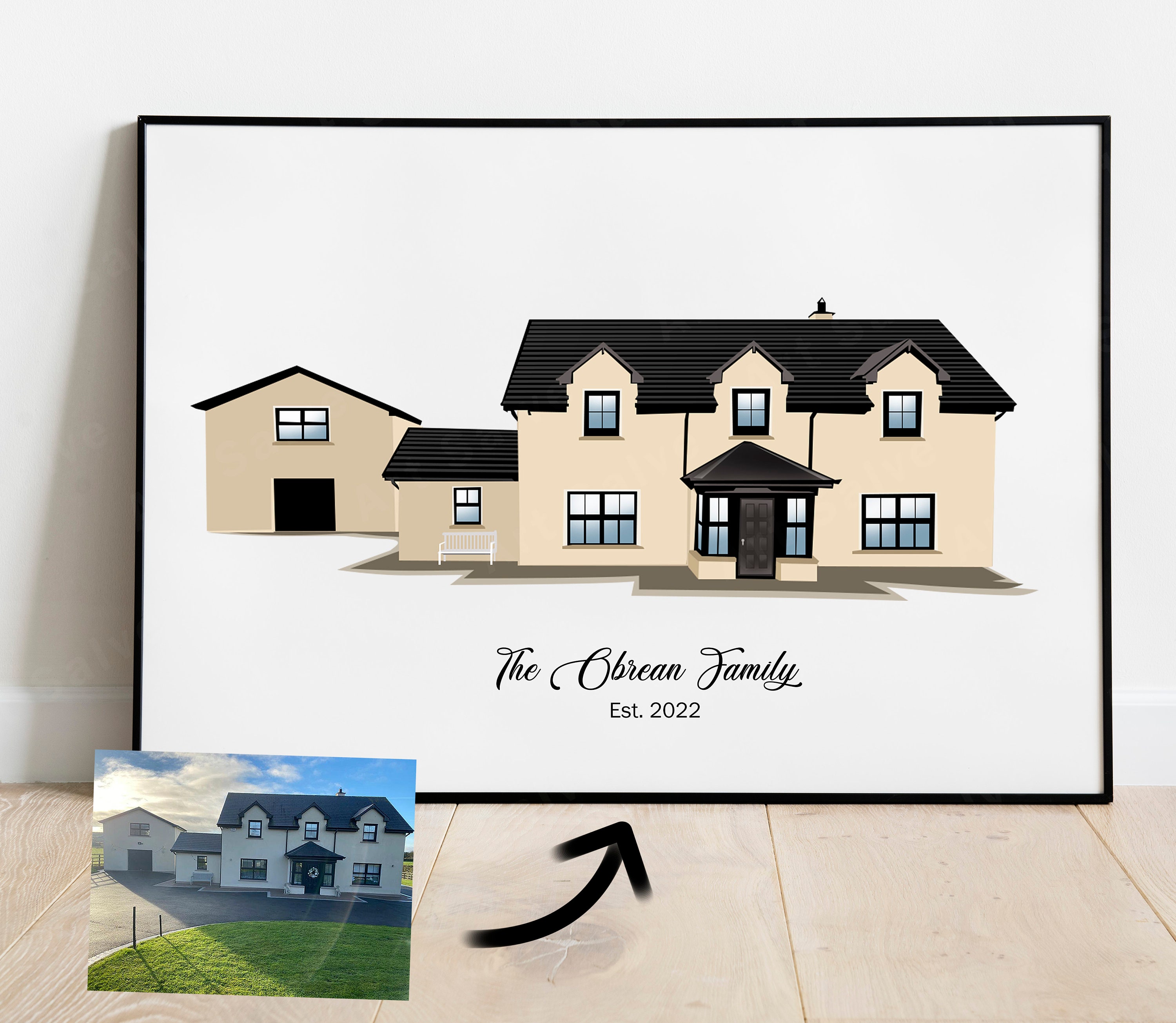 Custom House Illustration, Personalised House Warming Gift, First Home ...