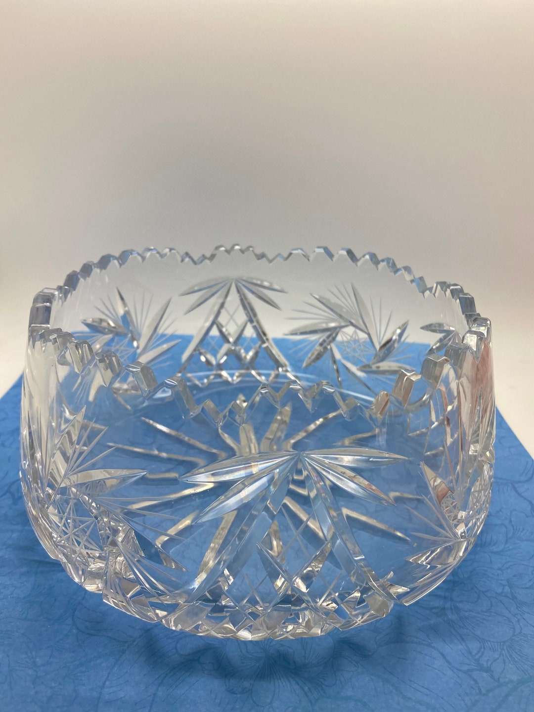 Vintage Fruit Bowl, Stunning With Serrated Edge, Heavy Duty Cut Glass ...