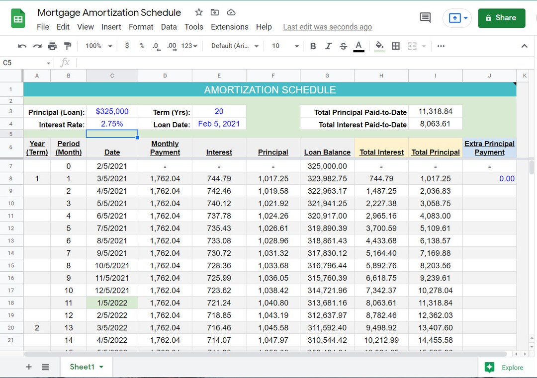 Simple Mortgage Loan Amortization Schedule Tracker, Planner, and ...
