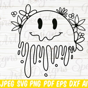 Drippy Smiley Svg | Melted Face Svg | Happy Face Drip Svg | Melting ...