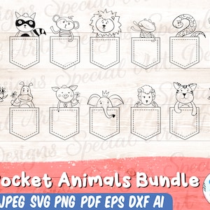Cute Pocket Animals Svg Bundle | Cat on Pocket | Dog on Pocket ...