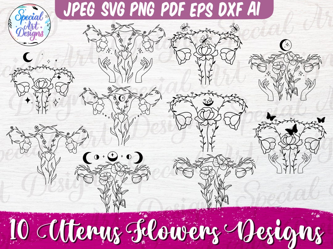 Uterus Svg | Uterus With Flowers Svg | Floral Uterus Svg | Women Rights ...