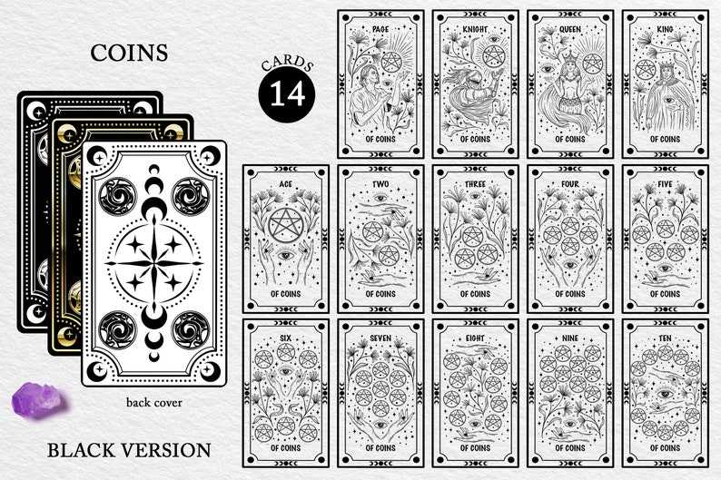 Unique Tarot Deck Minor Arcana Svg V.1 Celestial Tarot Cards - Etsy