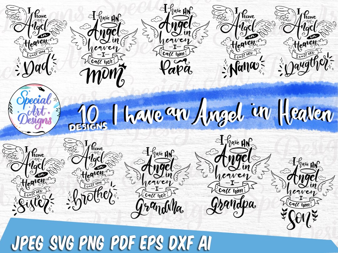 Angel in Heaven SVG Bundle: Memorial Quotes, Family Loss (digital ...