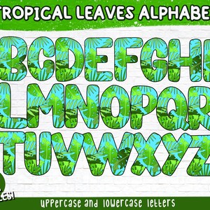 Tropical Leaves Doodle Alphabet PNG | Alphabet Letters PNG ...