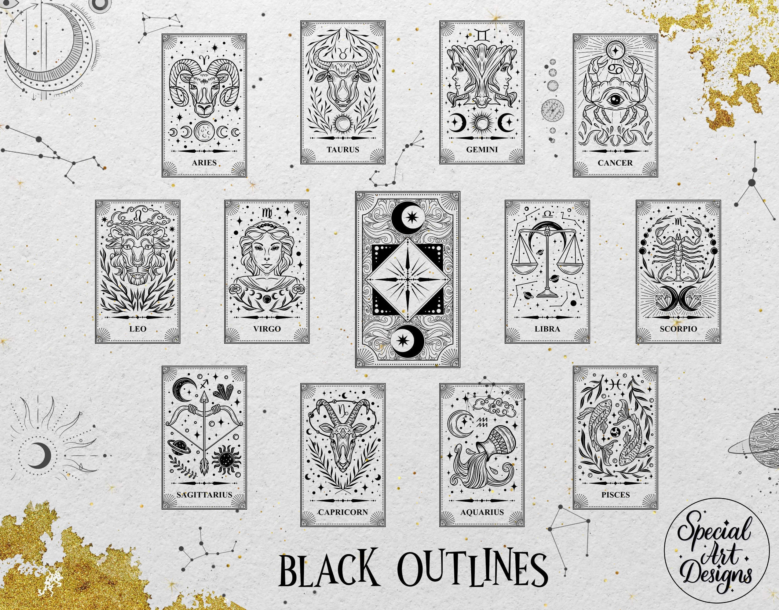 Zodiac Cards Svg Zodiac Sign Svg Constellation Zodiac Svg - Etsy UK