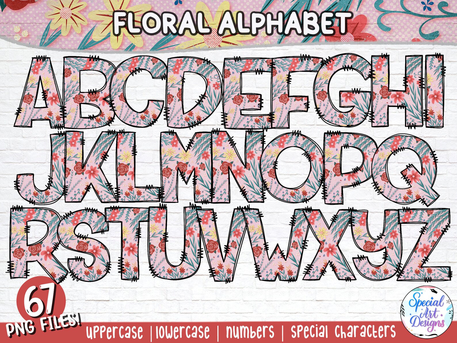 Floral Doodle Alphabet PNG Alphabet Letters PNG Bundle - Etsy