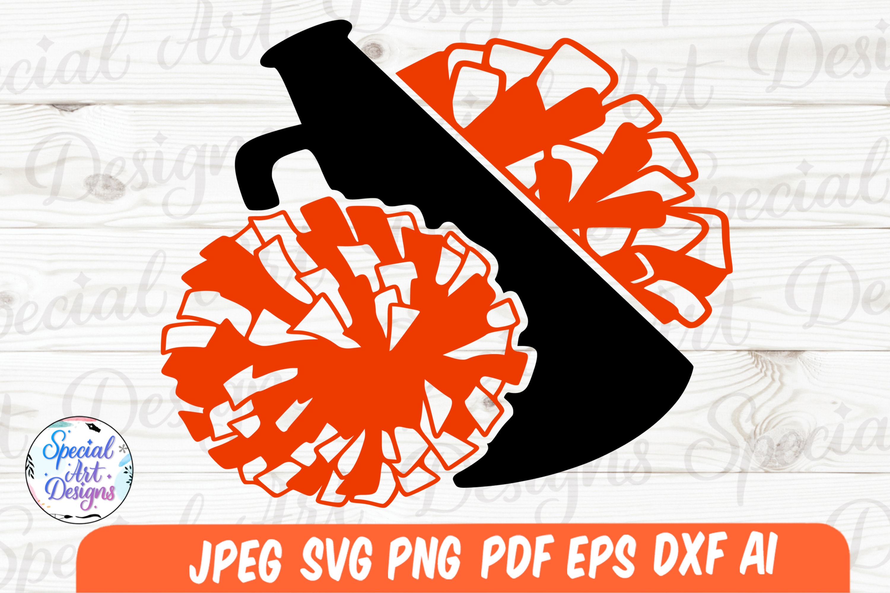 Megaphone And Poms Silhouette