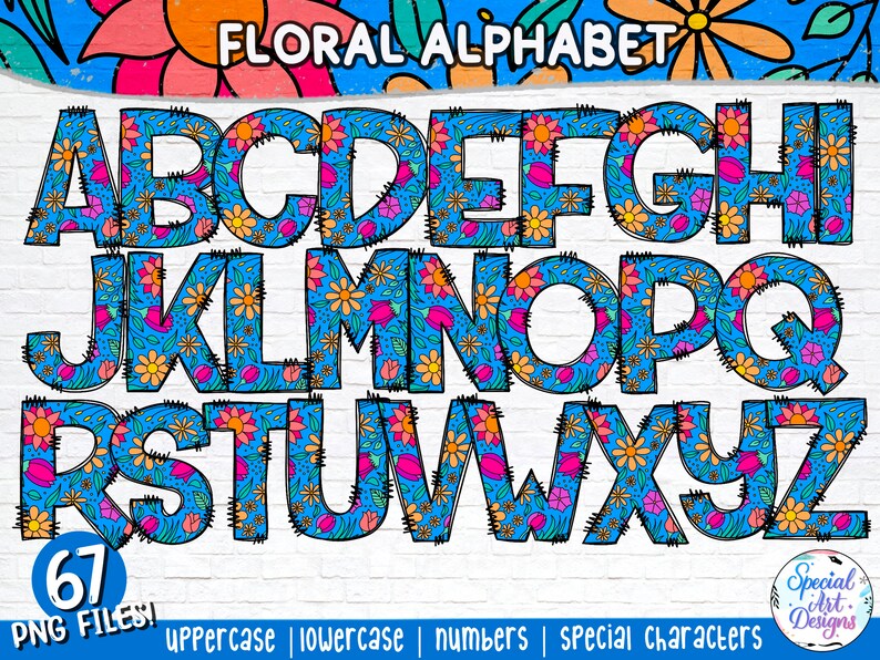 Floral Doodle Alphabet PNG Alphabet Letters PNG - Etsy