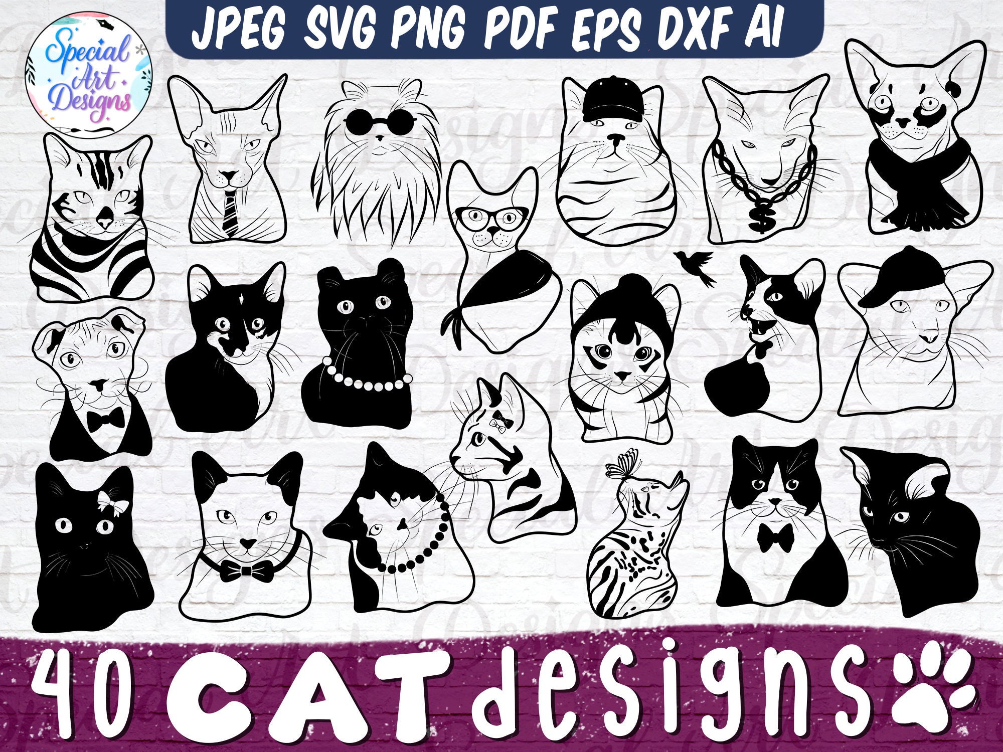 Cat Svg Bundle Cats Clipart Cat Face Svg Cats Designs Cat - Etsy Australia