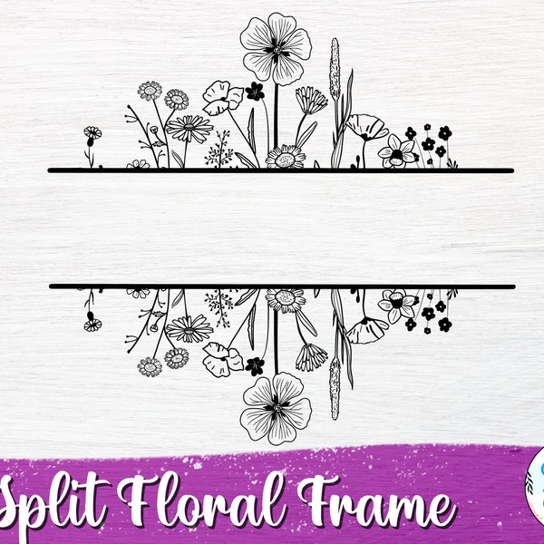 Floral Border Split Svg Etsy