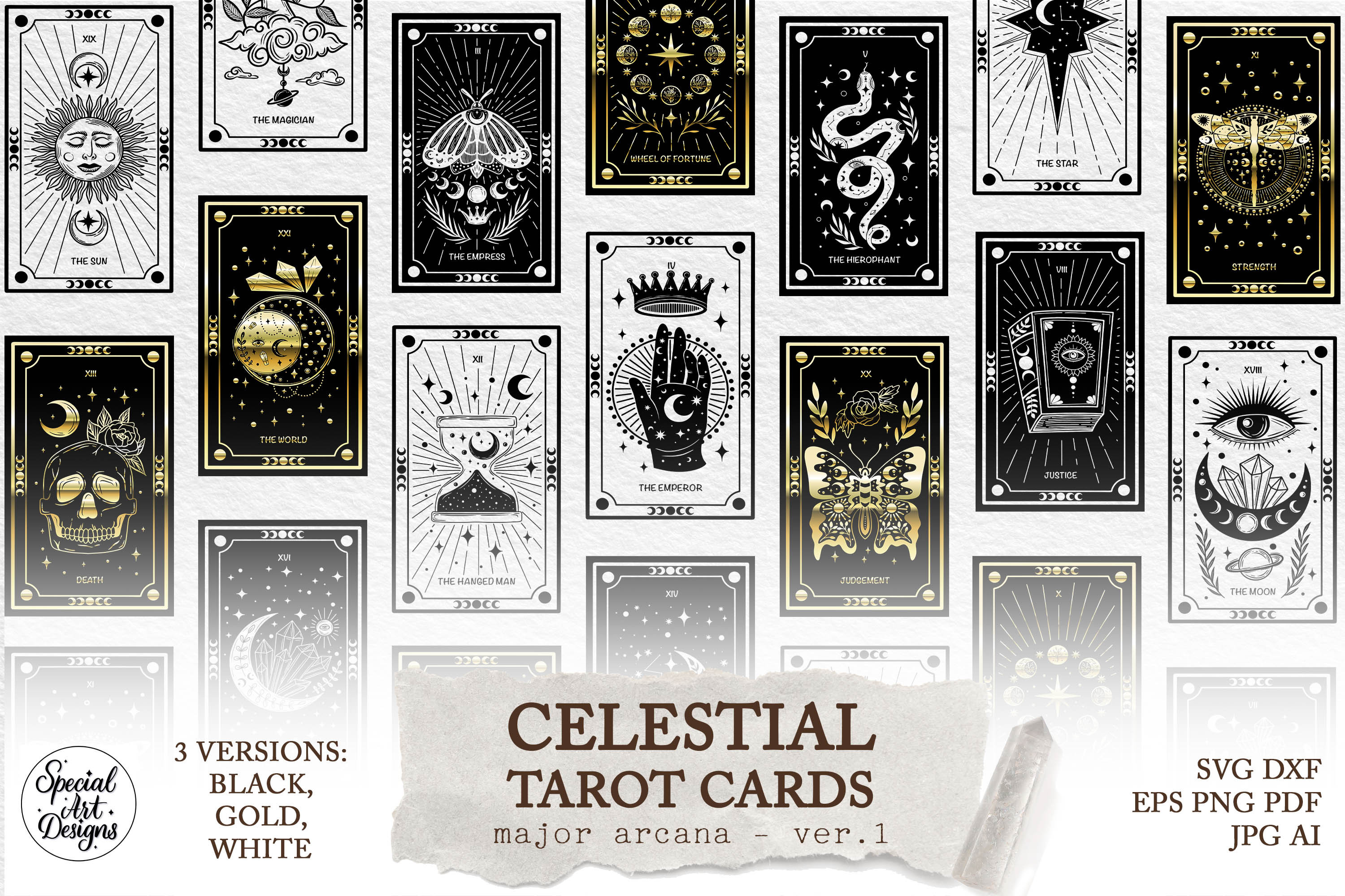 Unique Tarot Deck Major Arcana Svg V.1 Celestial Tarot Cards - Etsy Canada
