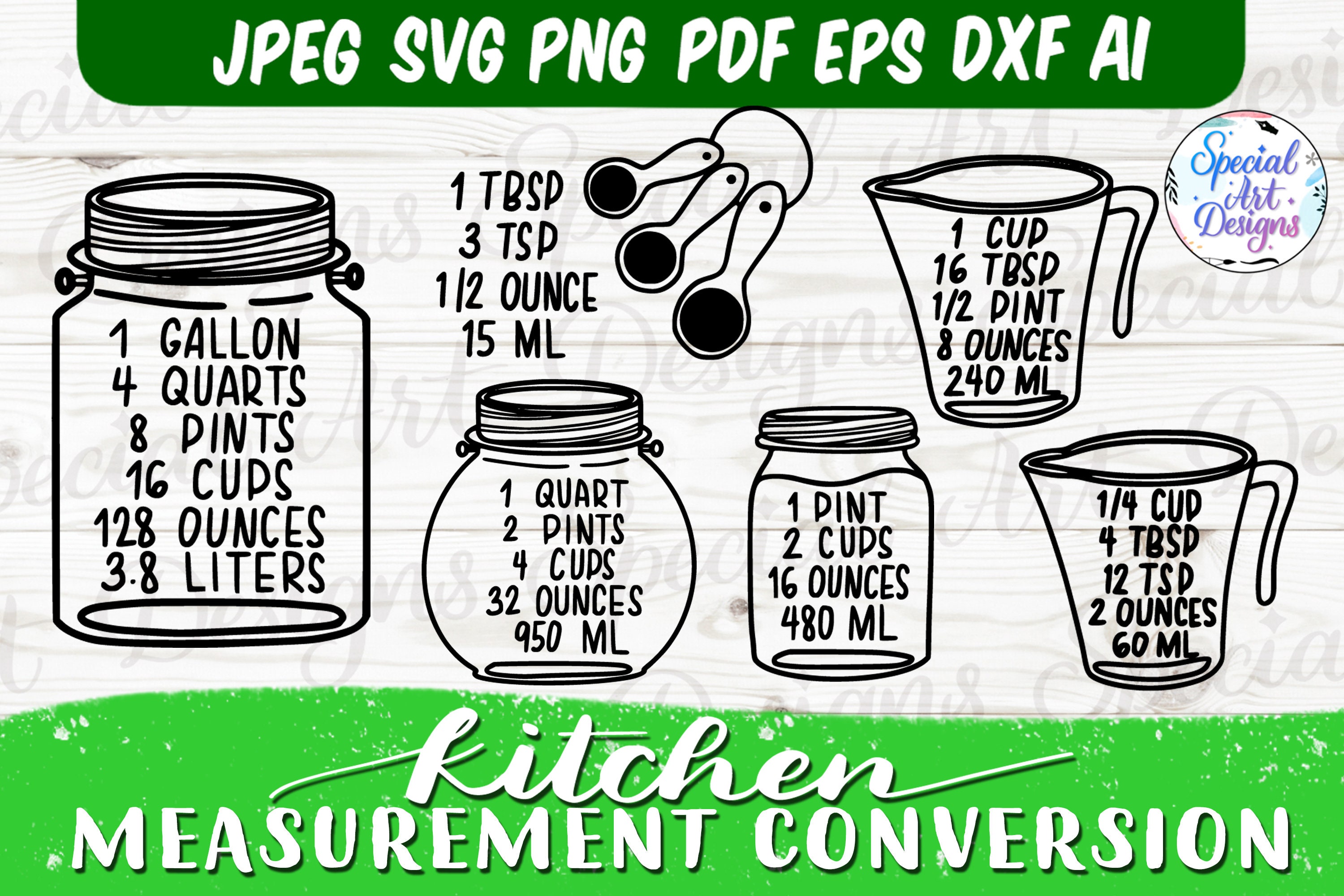Kitchen Measurement Conversion Chart Svg Kitchen Measurement - Etsy Canada