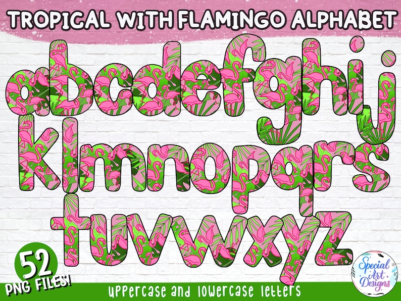 Tropical Flamingo Doodle Alphabet PNG Alphabet Letters PNG - Etsy