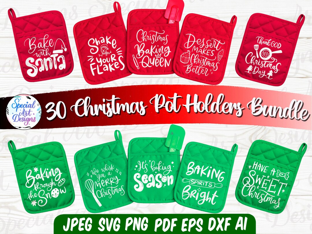 Christmas Pot Svg, Christmas Pot Holder Svg Bundle, Christmas Svg ...