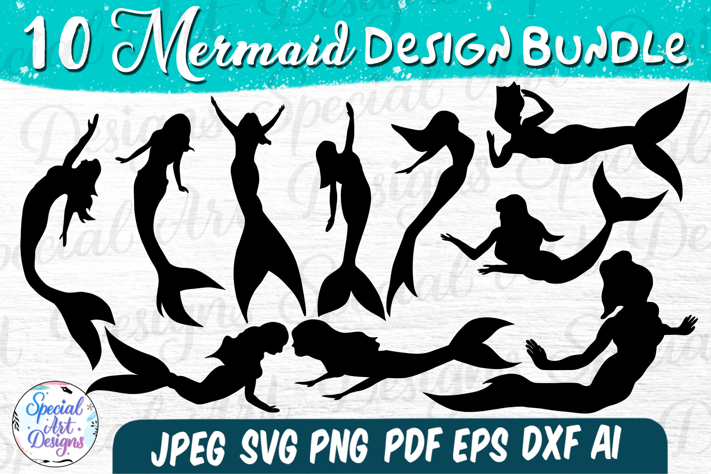 Mermaid SVG Design Mermaid Clipart Mermaid Monogram Svg - Etsy