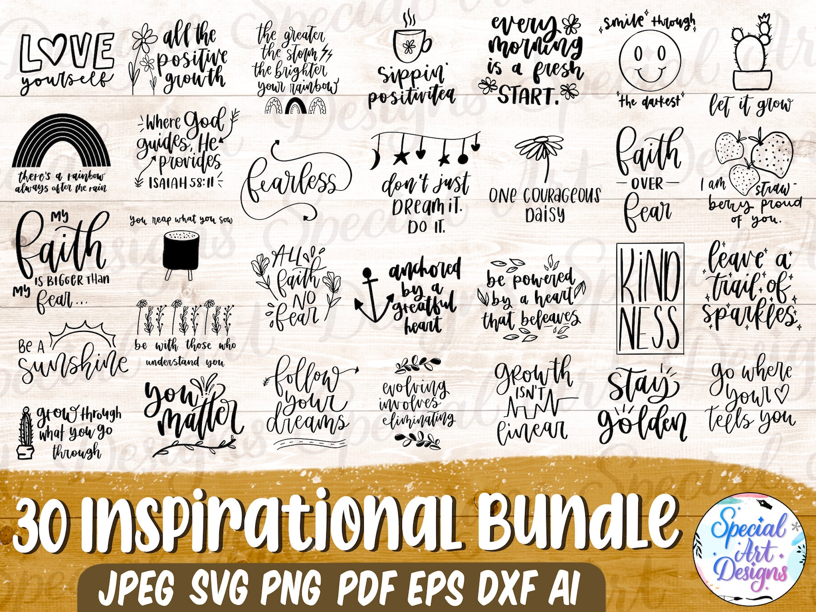 Inspirational Quotes SVG Bundle: Motivational Clipart (digital Download ...