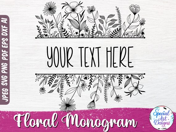 Split Floral Border Svg Floral Frame Design Svg Cute Flower - Etsy