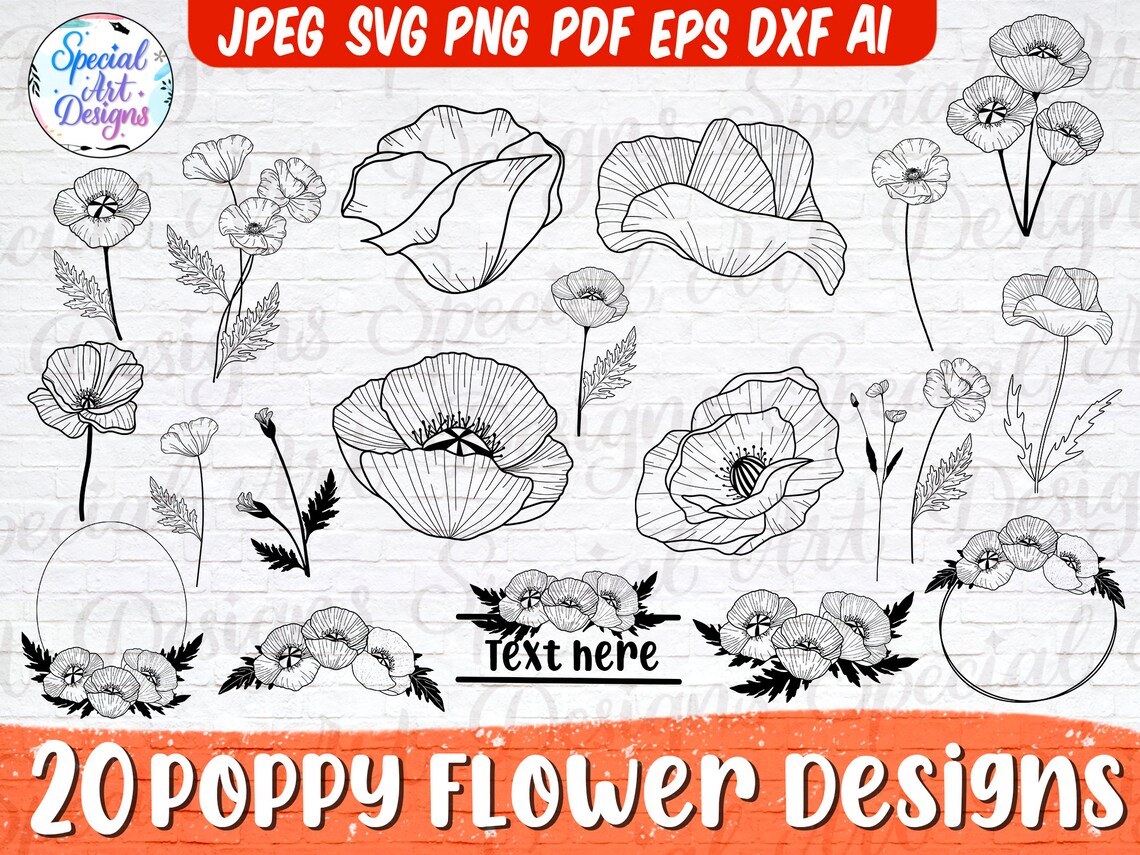 Poppy Flower Svg Poppies Svg Files for Cricut Poppy - Etsy