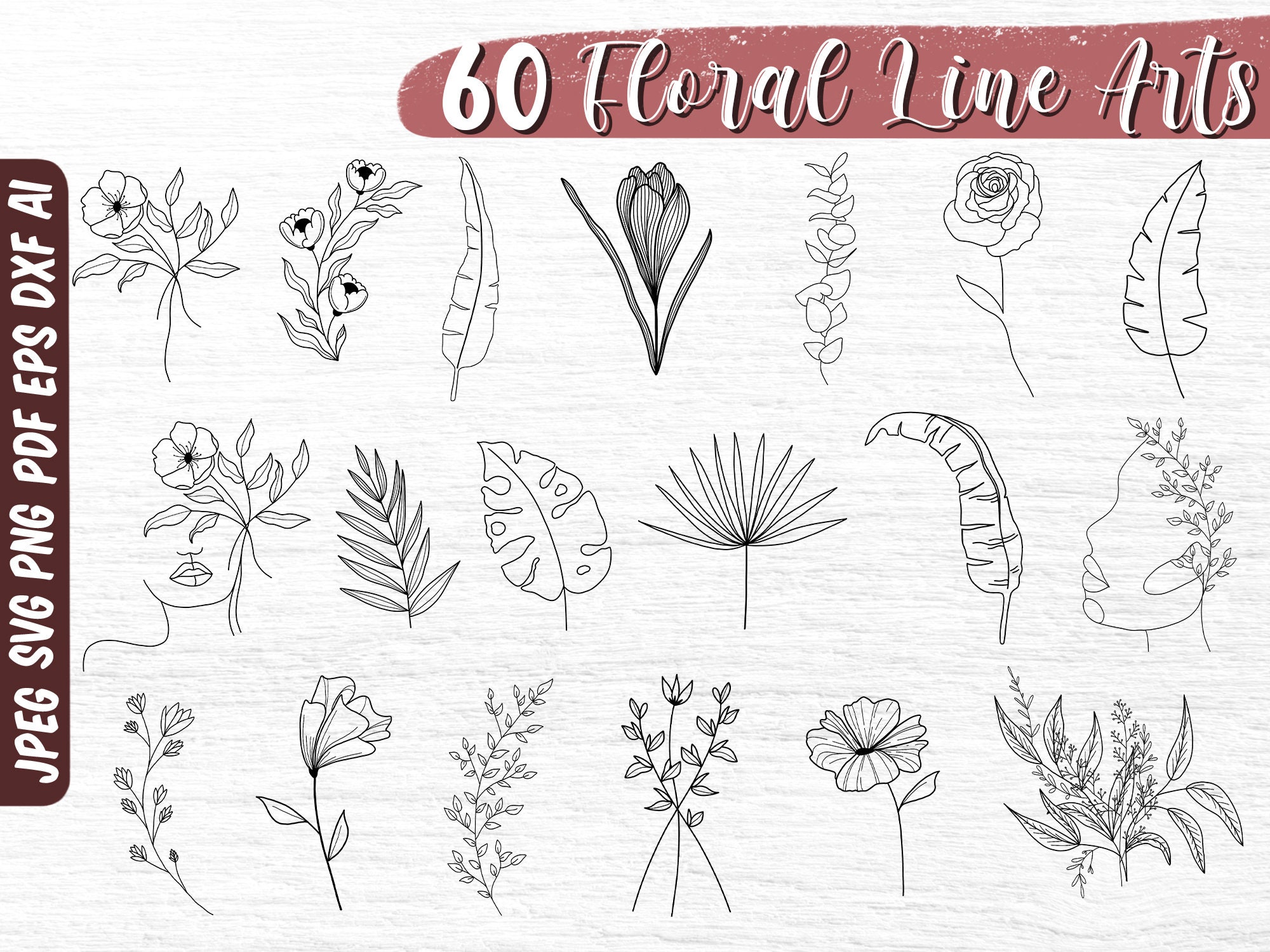Line Art Svg Bundle Line Art Svg Floral Line Art Svg - Etsy New Zealand
