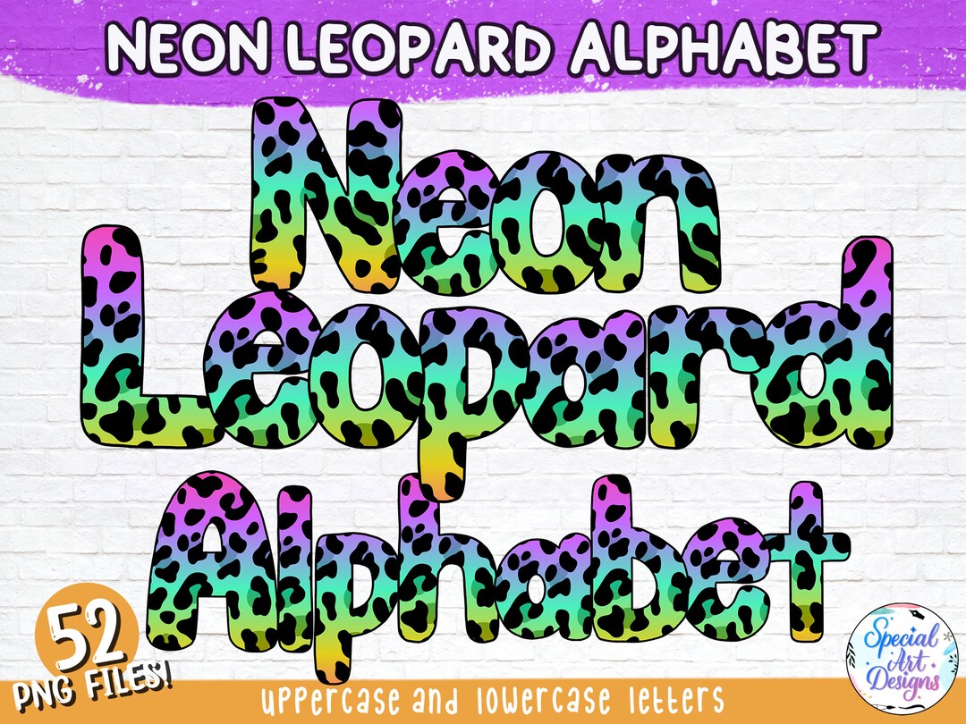 Neon Leopard Doodle Alphabet Leopard Alphabet Letters Png - Etsy