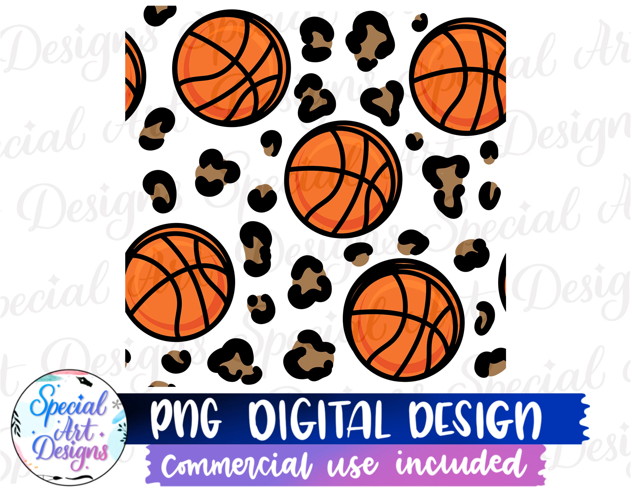 Seamless Basketball Leopard Png Basketball Seamless - Etsy