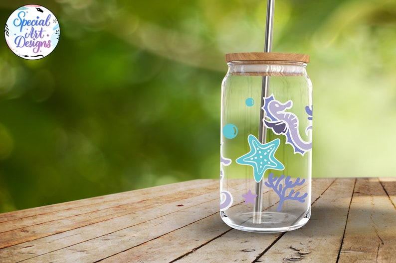 Ocean Animal Libbey Glass Can Wrap SVG: Turtle, Beach Life (digital ...