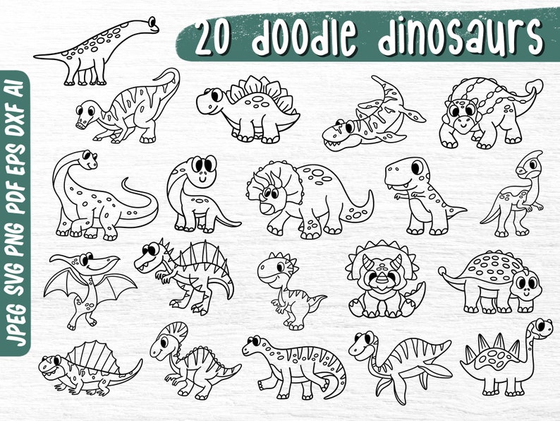 Dinosaurs Animals Doodle Svg Bundle Animal Hand Drawn Svg - Etsy