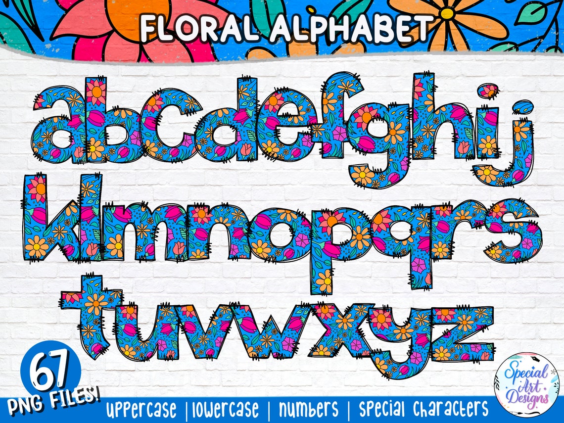 Floral Doodle Alphabet PNG Alphabet Letters PNG - Etsy