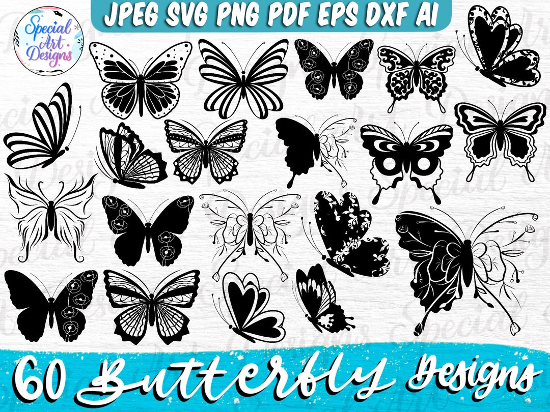 60 vlinders SVG bundel vlinder clipart vlinder SVG vlinders - Etsy ...