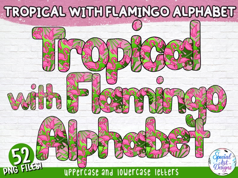 Tropical Flamingo Doodle Alphabet PNG Alphabet Letters PNG - Etsy
