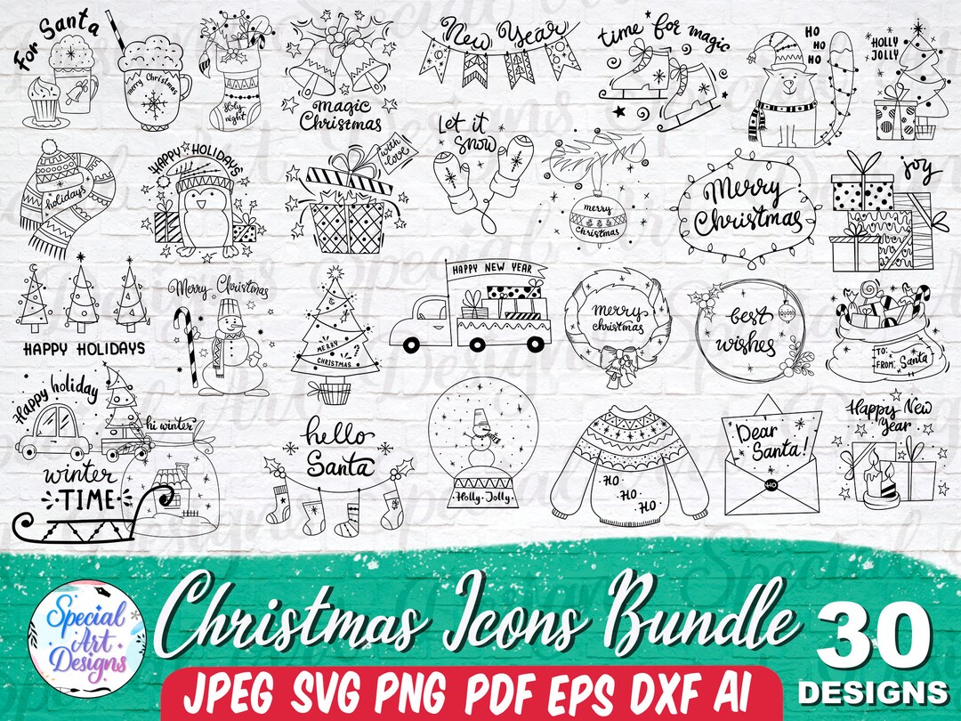 Christmas Clipart Svg Bundle | Christmas Bundle | Christmas Line Art ...