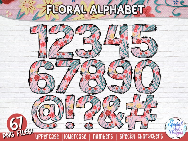 Floral Doodle Alphabet PNG Alphabet Letters PNG Bundle - Etsy
