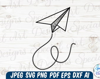 Paper Airplane SVG Cutting File Heart Path Cut File Plane Route Travel ...