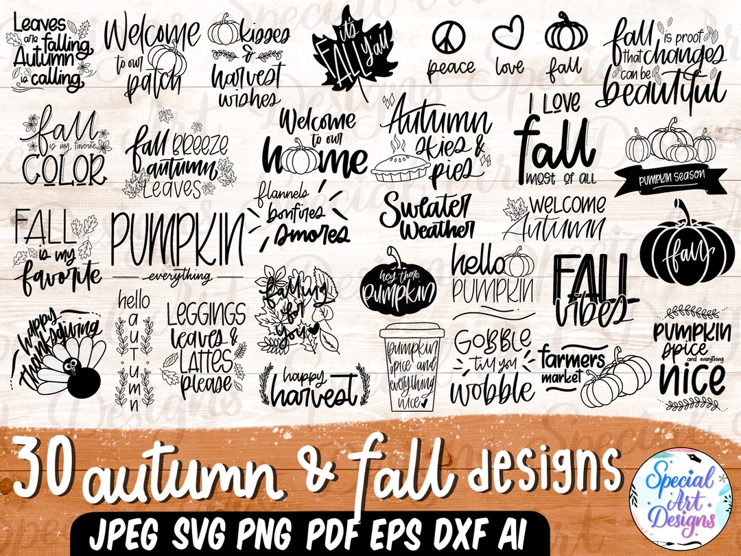 Autumn Svg Bundle, Fall Svg Sign, Autumn Svg Designs, Thanksgiving Svg ...